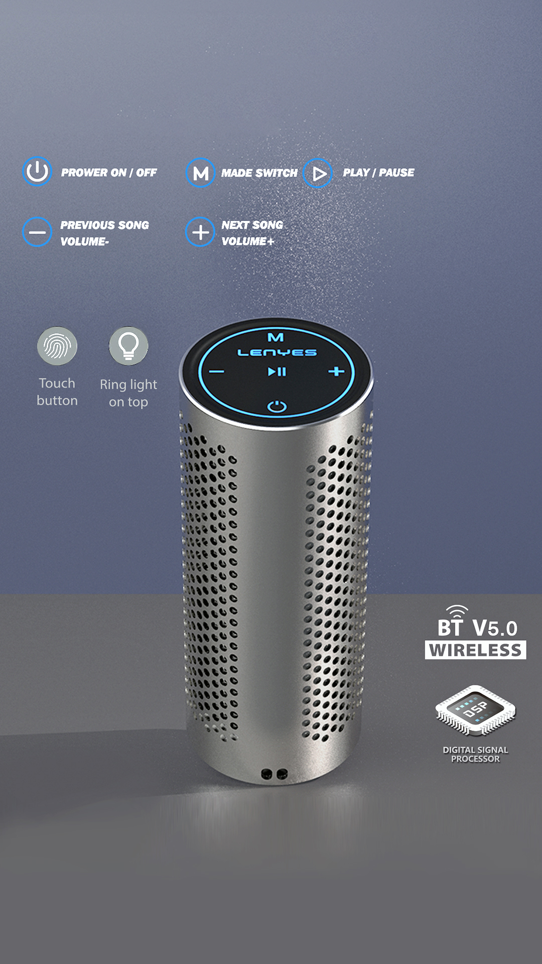 Lenyes Parlante Bluetooth S812 P 40W Sound 360° DSP Super Bass LENYES ...